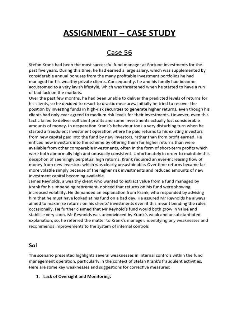 Fund Manager Fraud Case Study Analysis | PDF | Audit | Internal Control