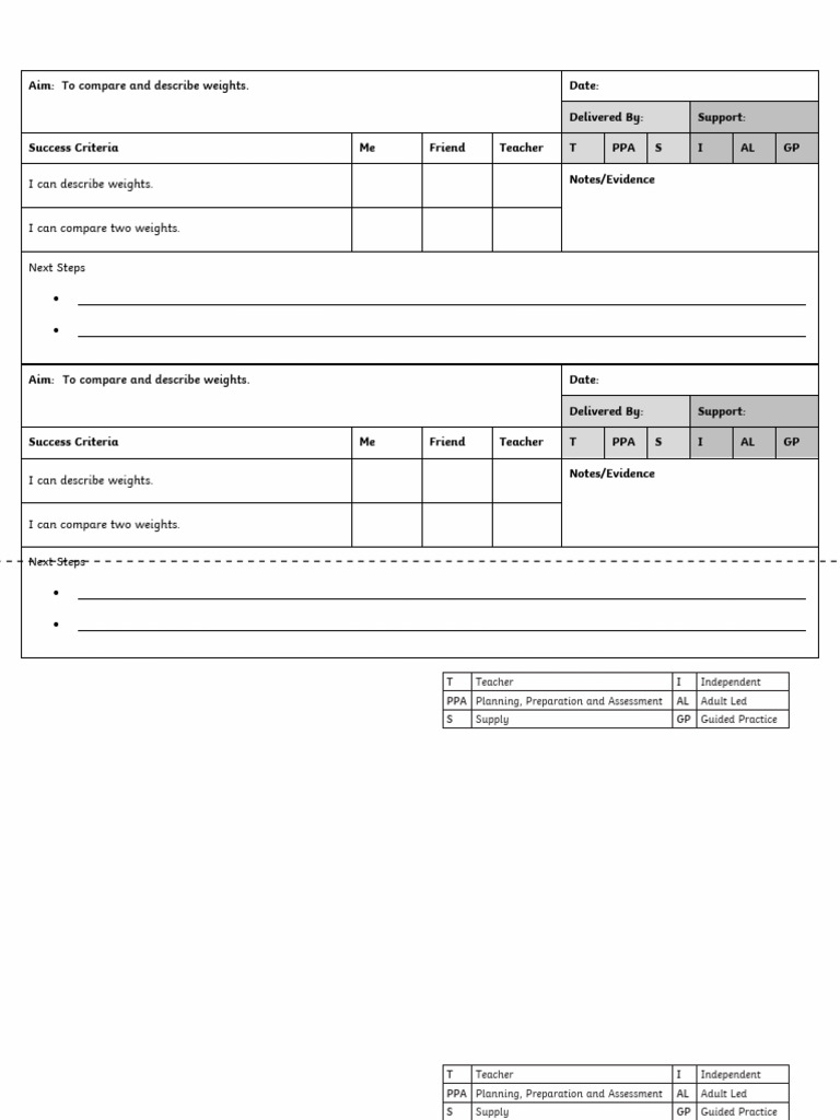 Marking Grid Comparing Weights | PDF