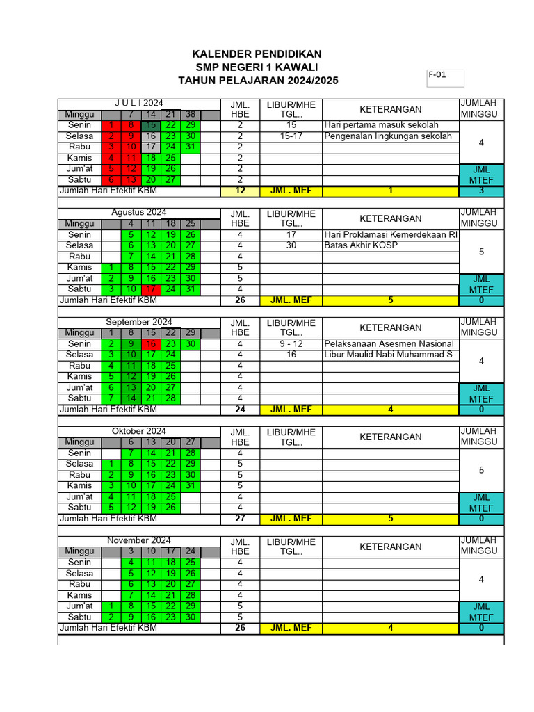 Kalender Pendidikan 2024 2025 Pdf