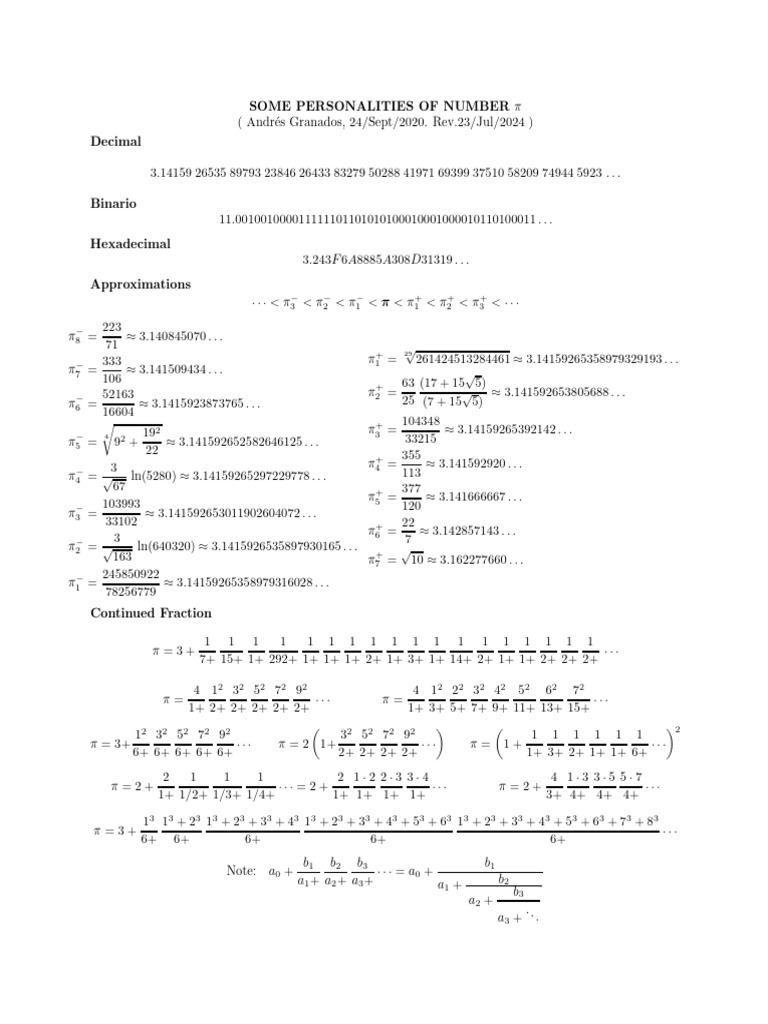 Pi Personalities | PDF | Mathematics | Number Theory