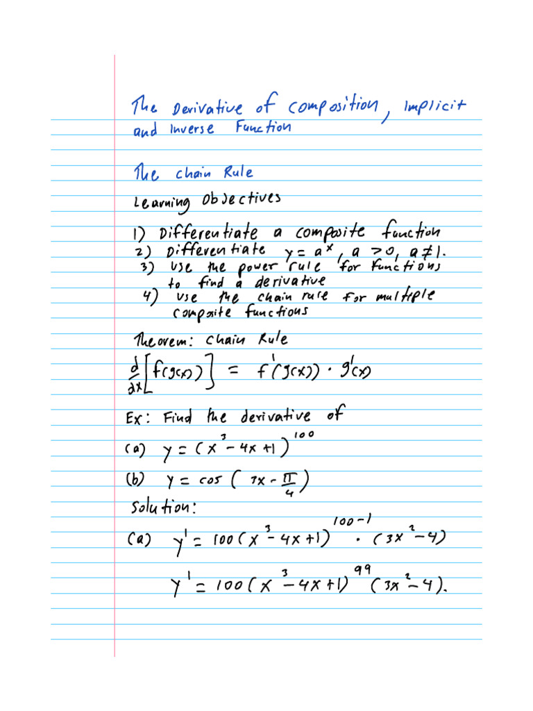 The Derivative of Composite Implicit and Inverse Functions | PDF ...
