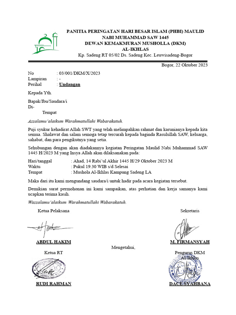 Undangan PHBI LA 23 | PDF