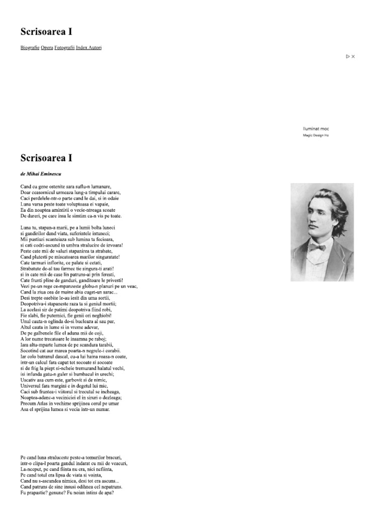 Scrisoarea 1 - Eminescu | PDF