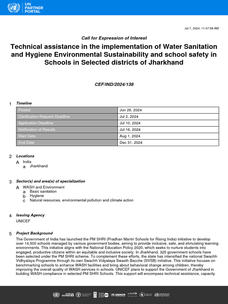 Technical Assistance in The Implementation of Water Sanitation and Hygiene Environmental ...