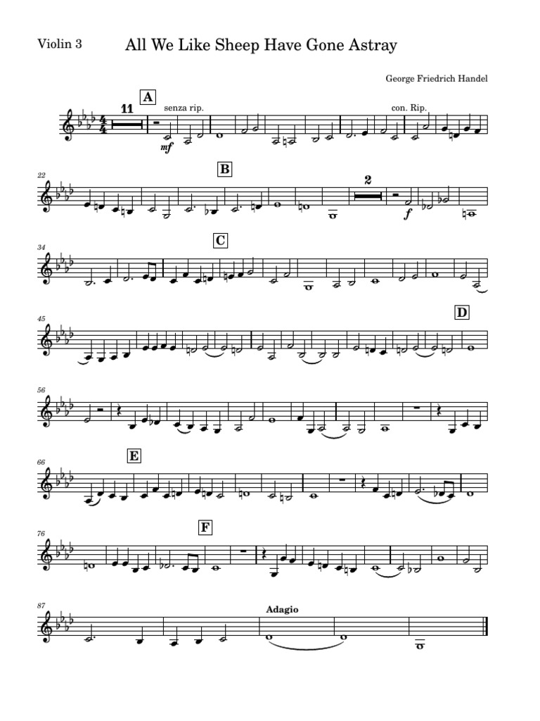 All We Like Sheep Have Gone Astray-VIOLIN-3 | PDF | Musical Compositions