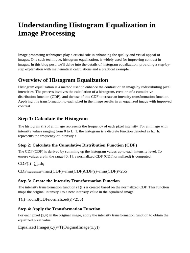 1histogram Equalization in Image Processing | Download Free PDF | Computer Graphics ...