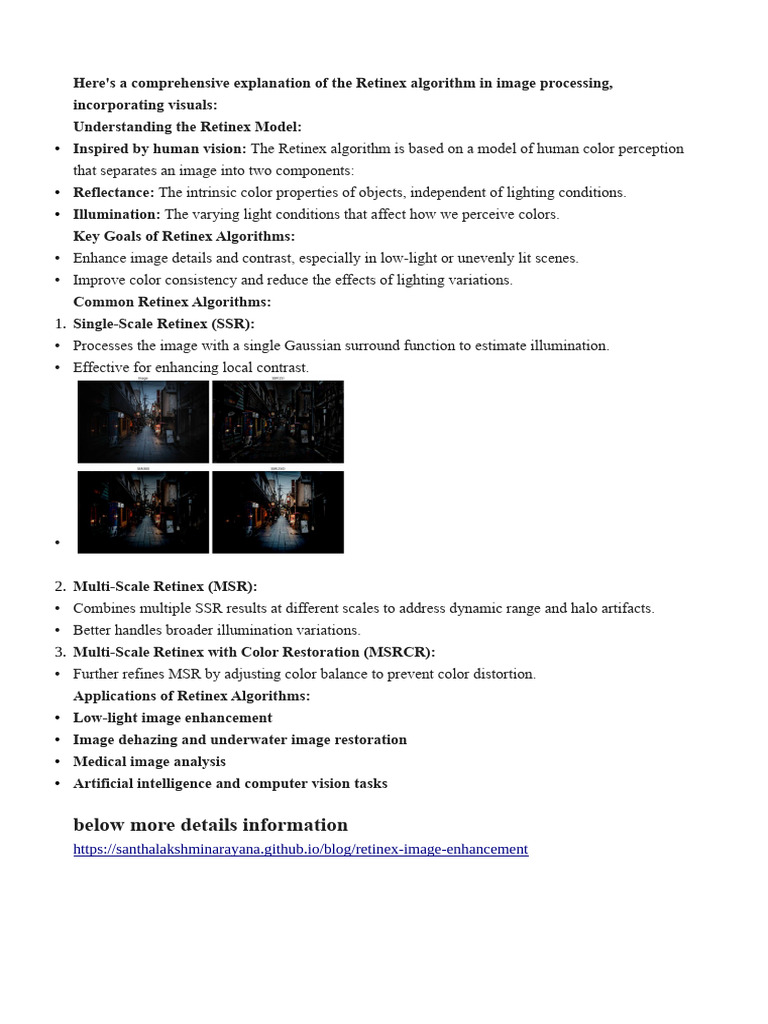 11retinex Algorithm in Image Processing | PDF