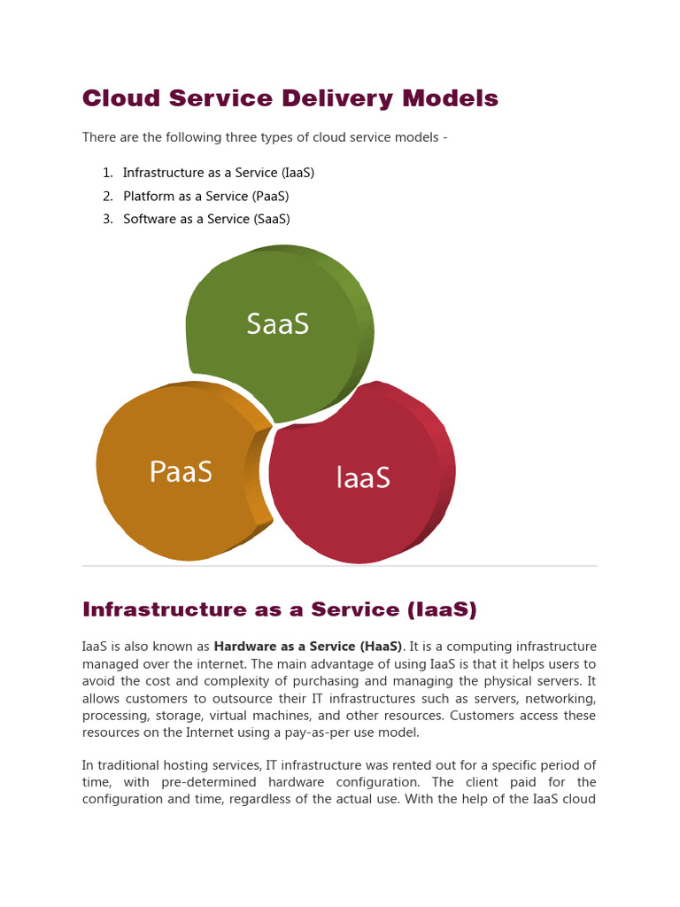 Cloud Service Models Overview | PDF | Cloud Computing | Software As A ...