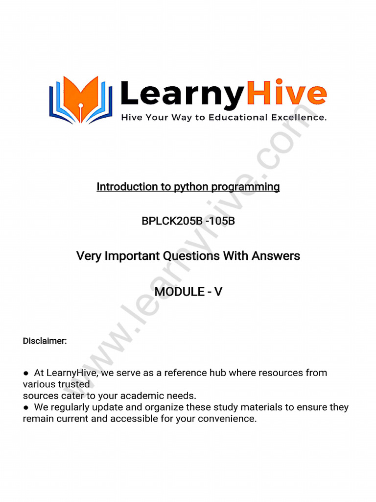 BPLCK205B MODULE V Important Questions With Answers | PDF