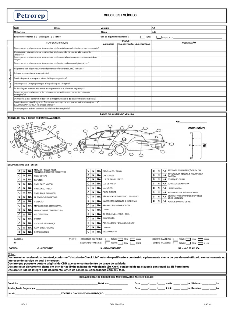 Check List de Veículo Atualizado | PDF | Veículos | Veículo motorizado