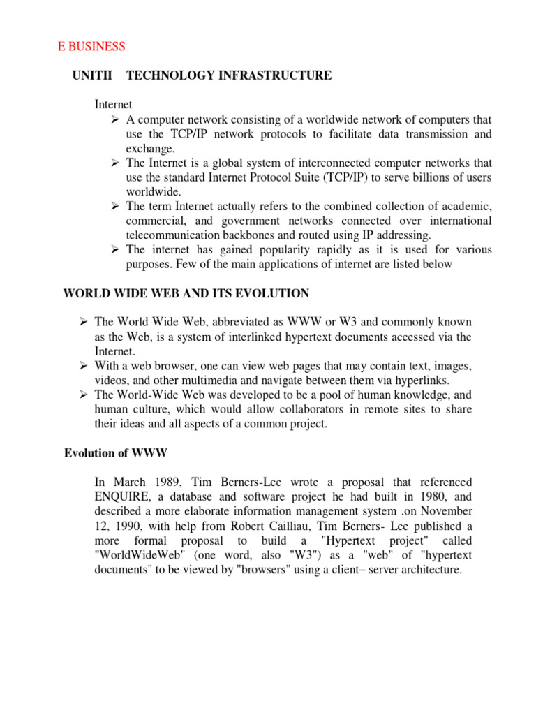 E Business Unit 2 | PDF | World Wide Web | Internet & Web
