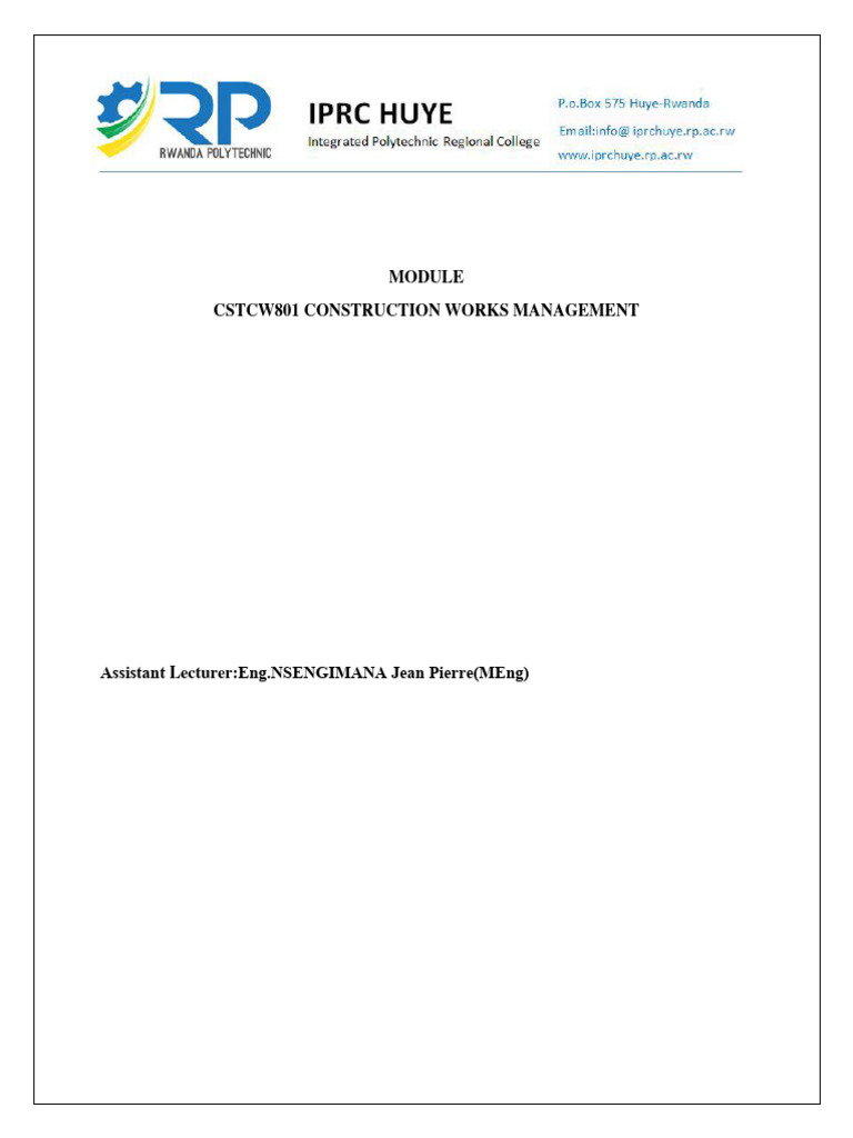 Cstcw801 Construction Works Management-Module Handouts - Ok | PDF ...