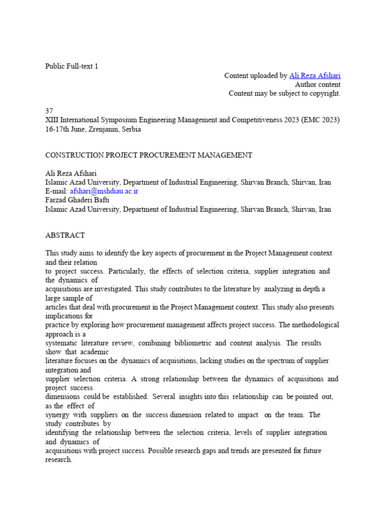 Public Full Construction Project Managment Work | PDF | Procurement ...