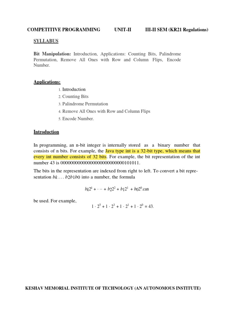 Cpunit Ii | PDF | Integer (Computer Science) | Mathematics