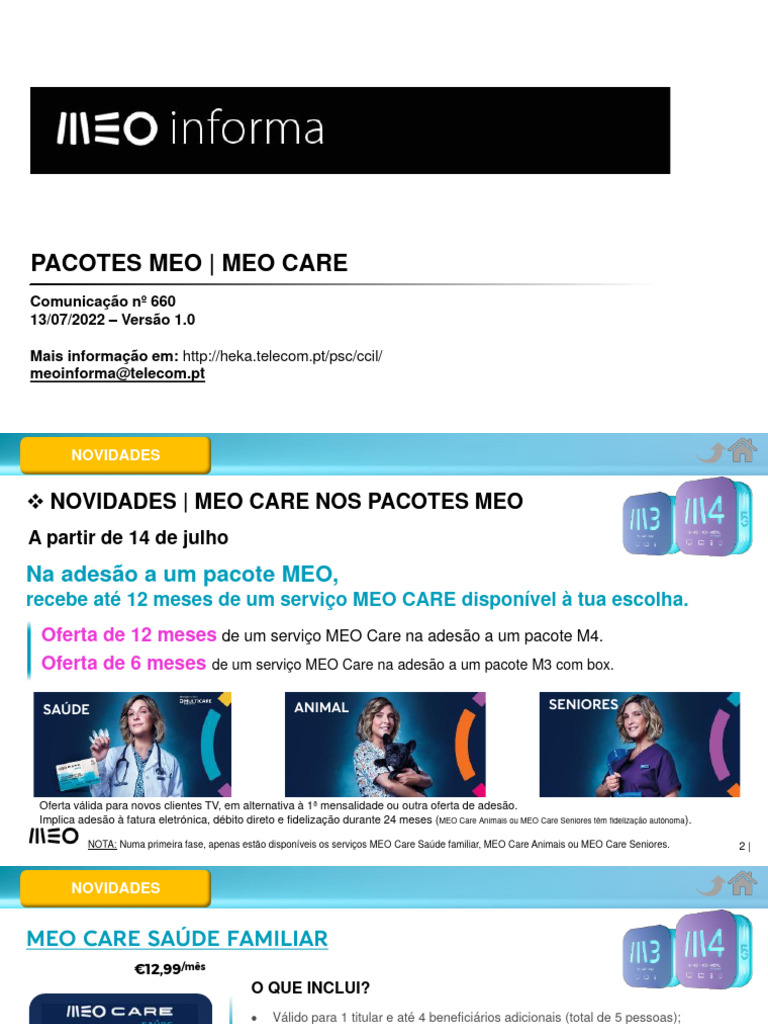 Novos Pacotes MEO com MEO Care | PDF | Sistema de saúde