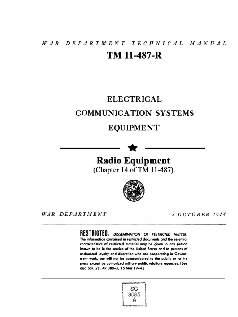 Electrical Communication Systems Equipment Radio Equipment TM11-487R ...