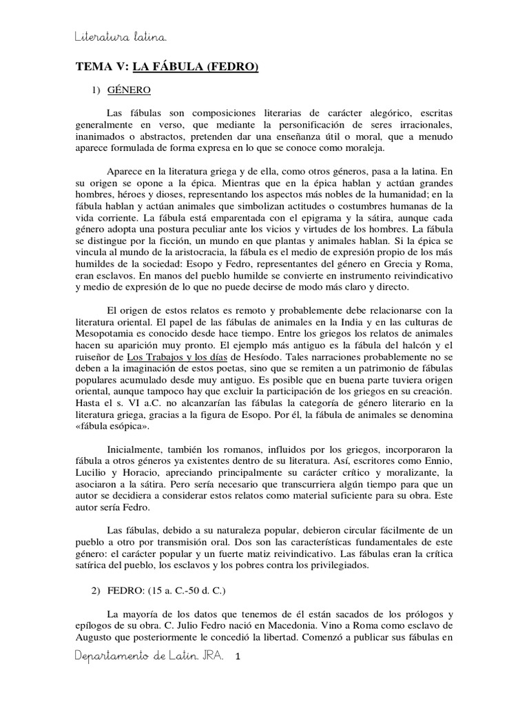 fabula latina | Descargar gratis PDF | Fábula