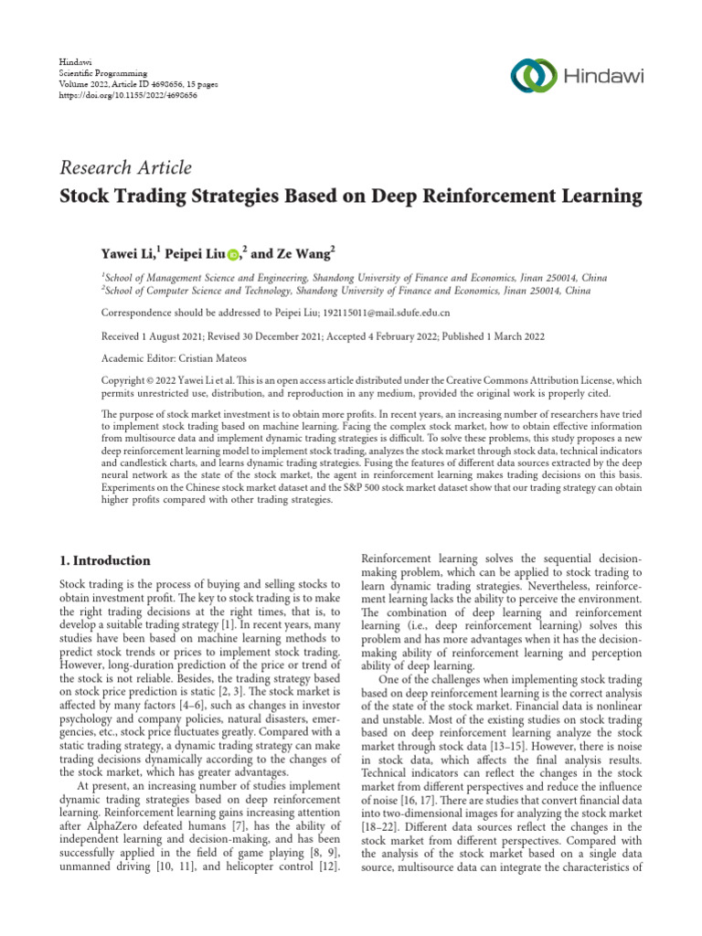 Stock Trading Strategies Based On Deep Reinforcement Learning Download Free Pdf Deep