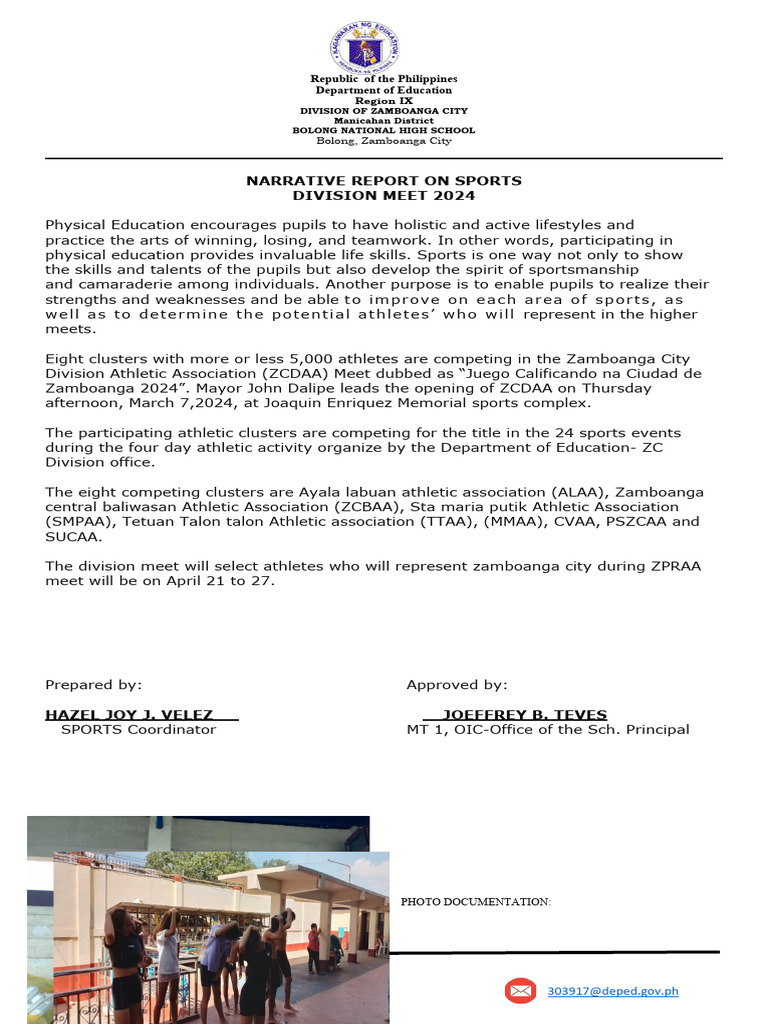 Narrative Report Sports | PDF