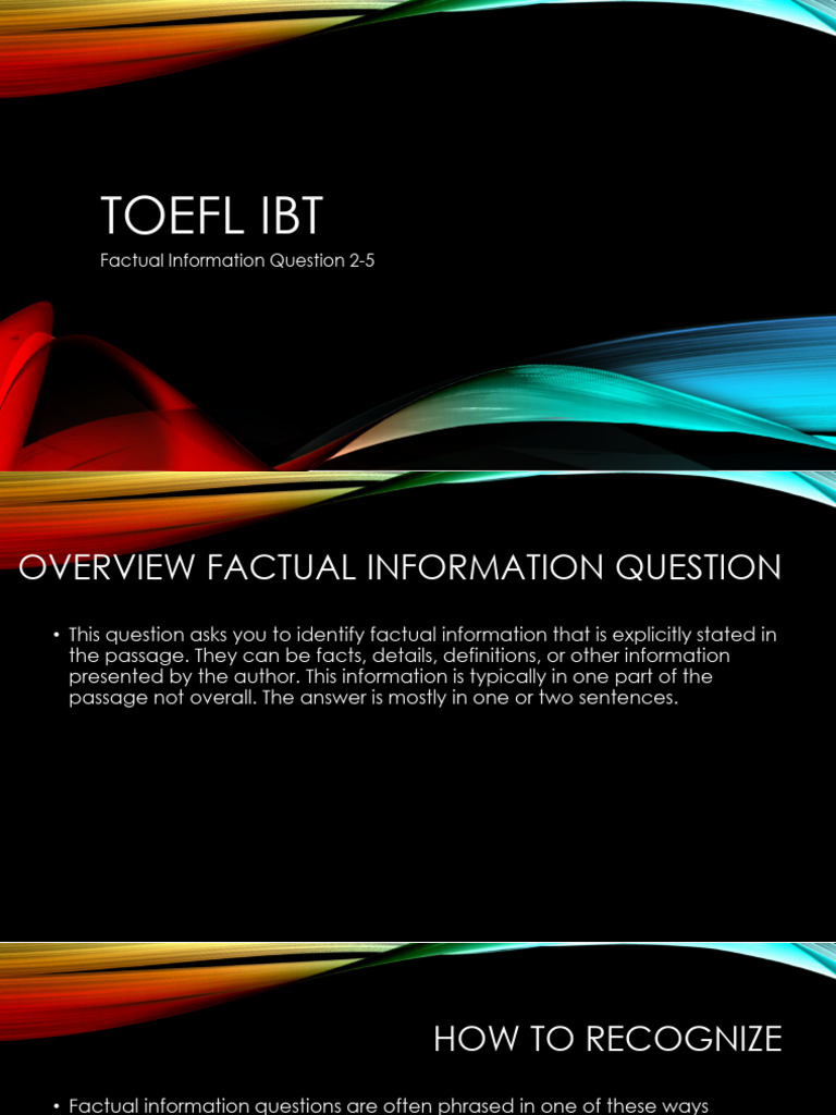 Factual Information Questions in TOEFL | PDF
