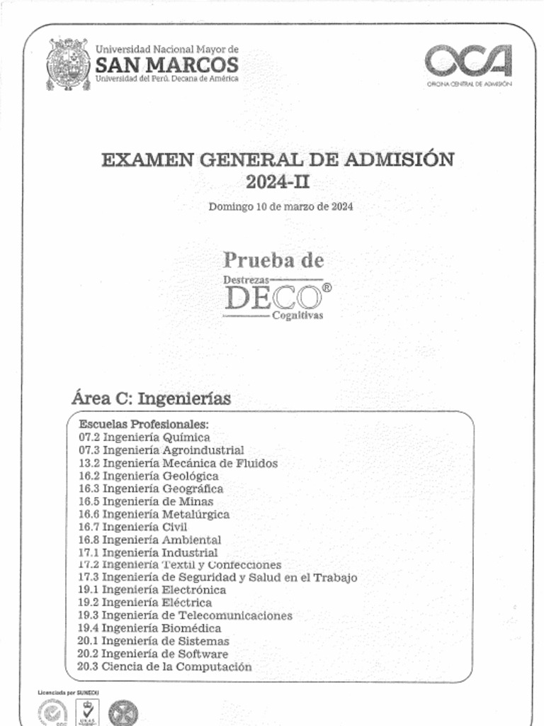 Examen de Admisión 2024-II ÁREA C Alberto Cruz | PDF
