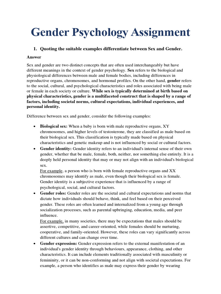 Gender Psyc Assignment | PDF | Gender Studies | Gender