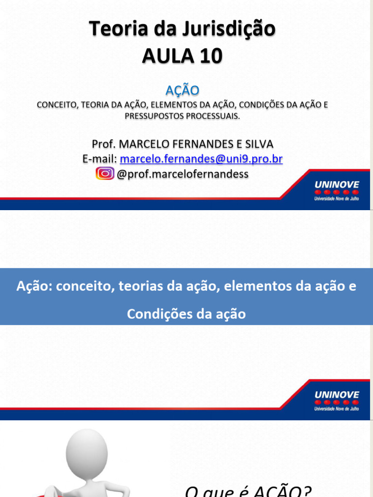 AÇÃO - Conceito, Teorias Da Ação, Elementos Da Ação e Condições Da Ação ...