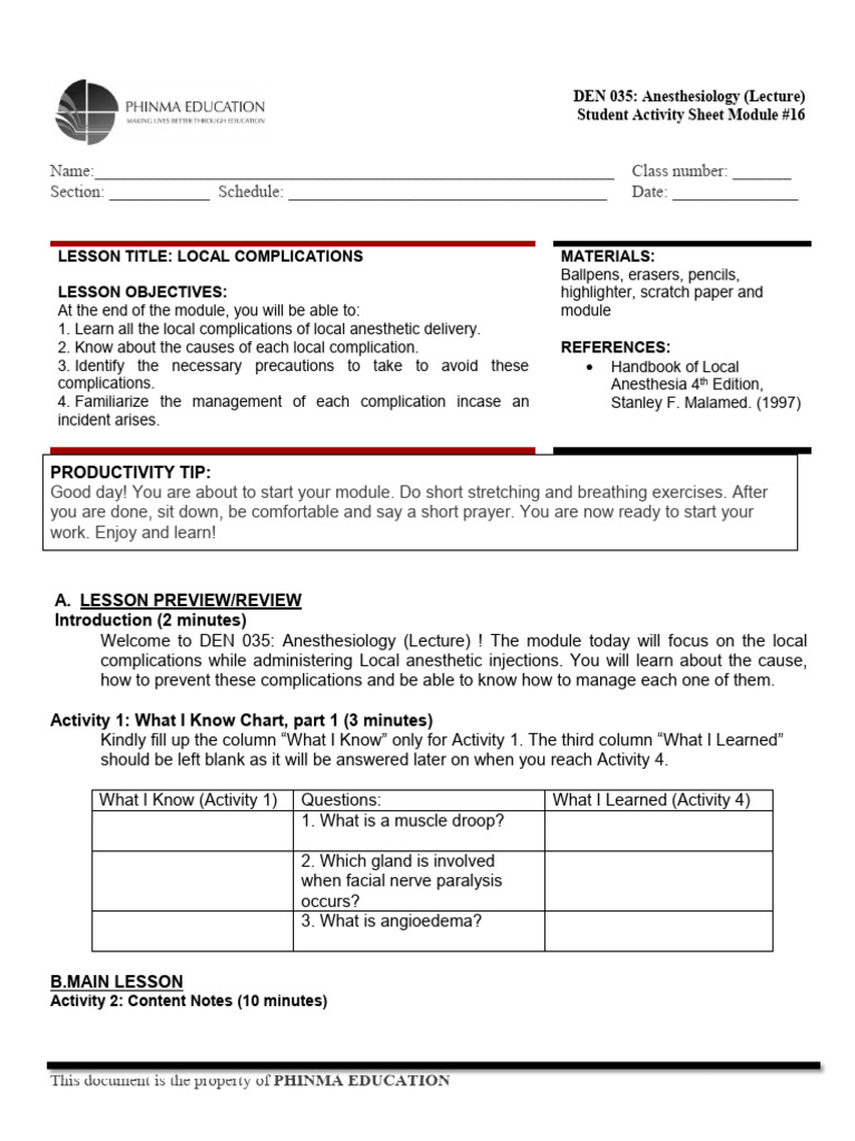 SAS Module 16- DEN 035 | Download Free PDF | Anesthesia | Nervous System