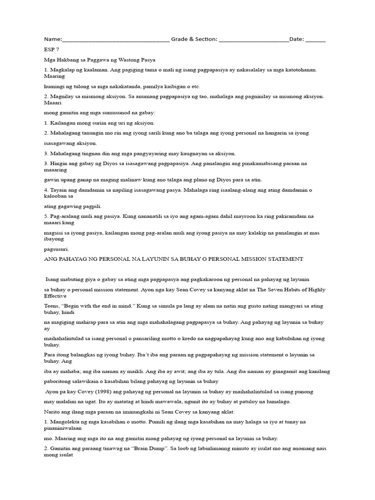 ESP 7 For April 29-30 | PDF