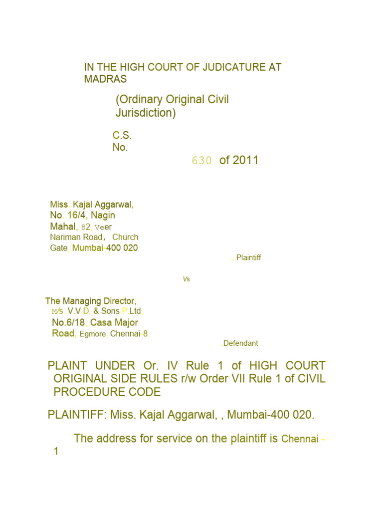 Plaint and Written Statement | PDF | Lawsuit | Advertising