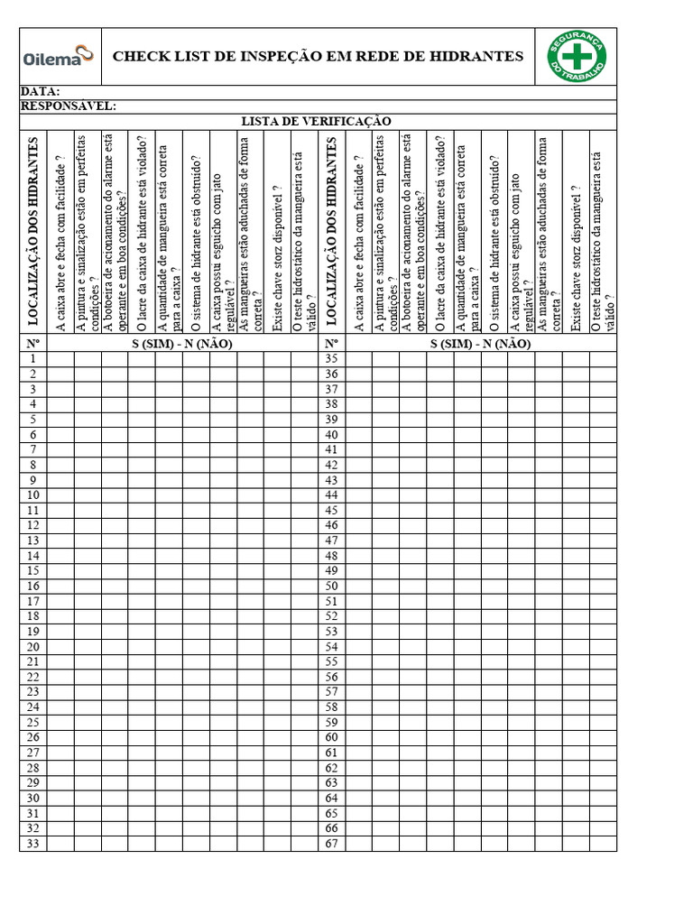 Check List de Inspecao em Hidrantes e Extintores | PDF