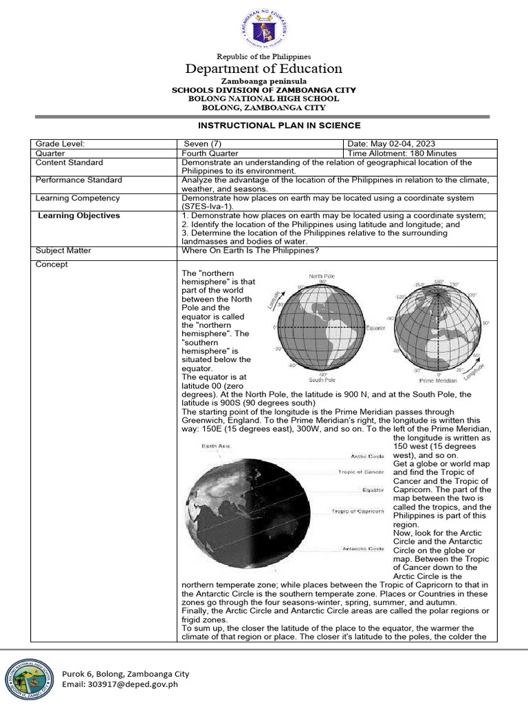 1 Ilp Sci7 | PDF | Latitude | Equator