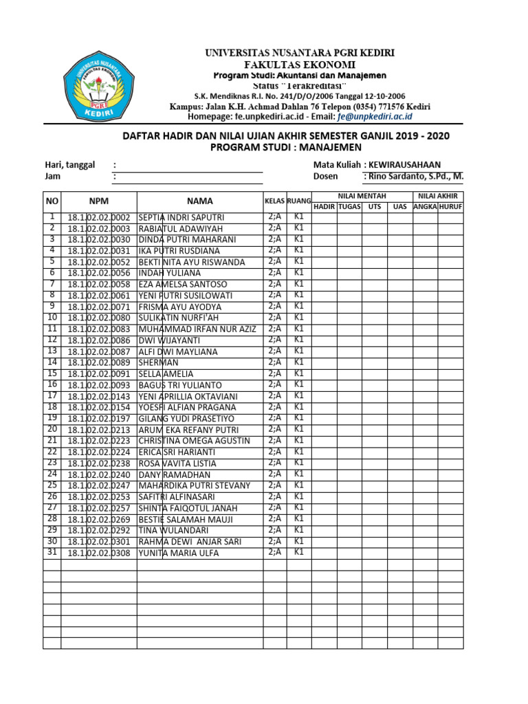 Nilai Semester Ganjil 2022-2023 | PDF