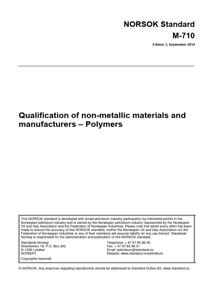 Norsok Standard M-710 - Edition 3 - Sep2014 | PDF | Deformation ...