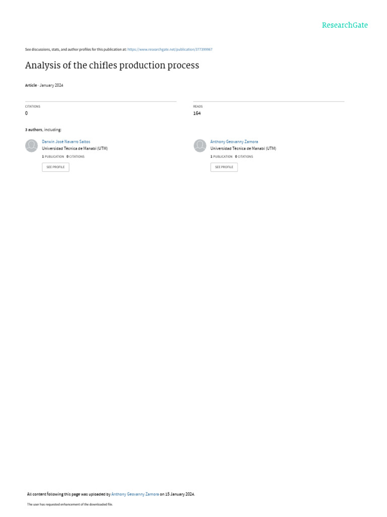 Analysis of The Chi Es Production Process: January 2024 | PDF ...