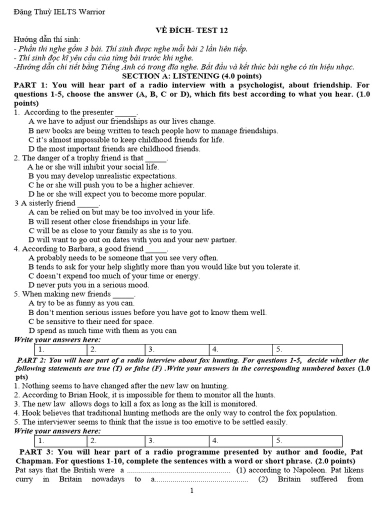 VỀ ĐÍCH- TEST 12 | PDF | Isaac Newton | Light