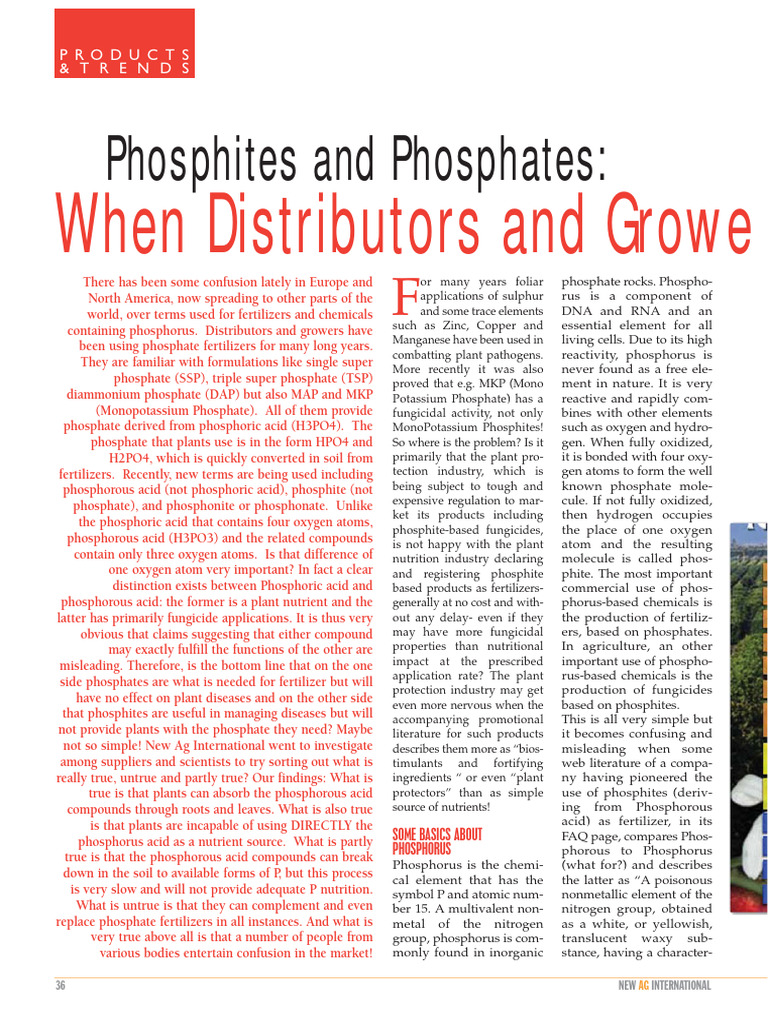 Phosphite and Phospates Information | PDF | Fertilizer | Phosphorus