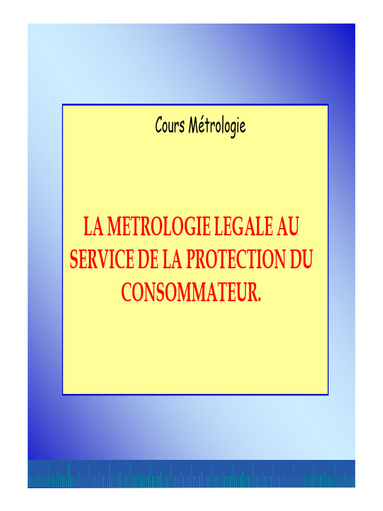 Métrologie légale et protection du consommateur | PDF | Métrologie ...