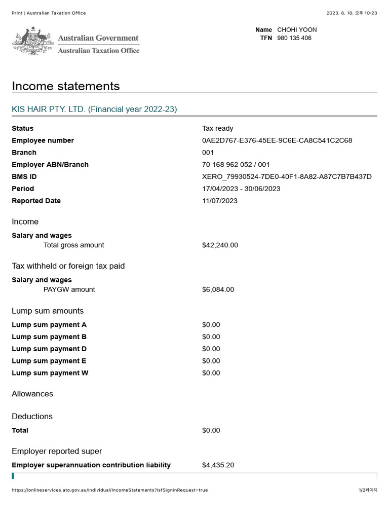 Income Statements 2022-2023 2 | PDF | Income Tax | Taxes