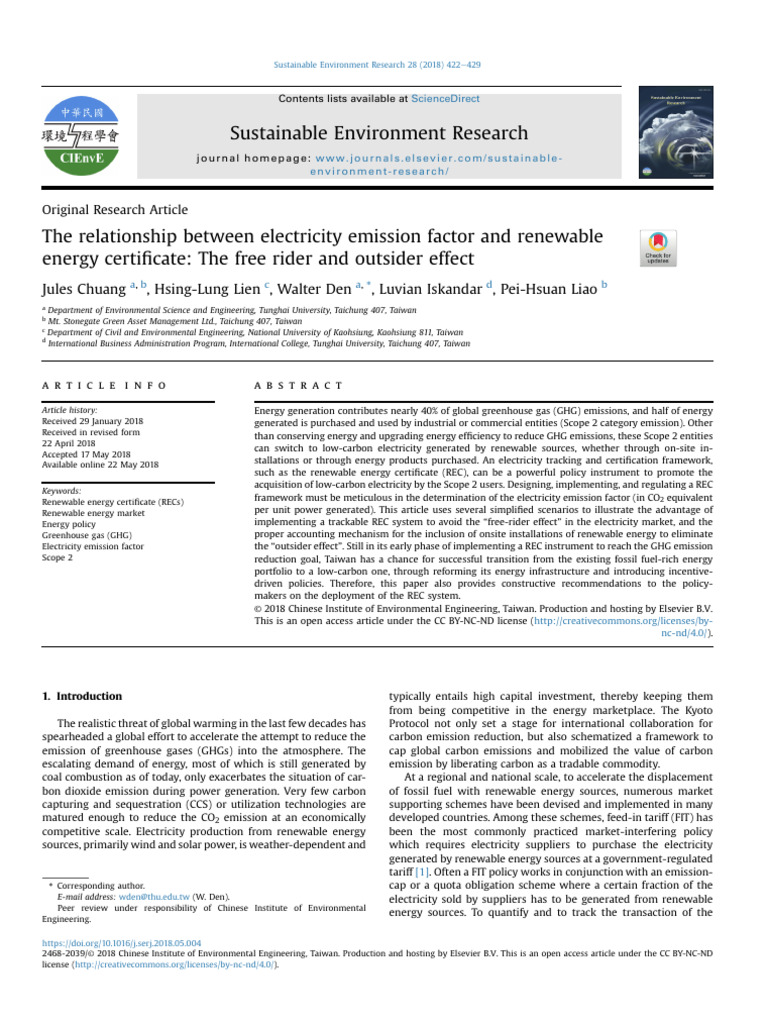 The Relationship Between Electricity Emission and REC | PDF | Renewable ...