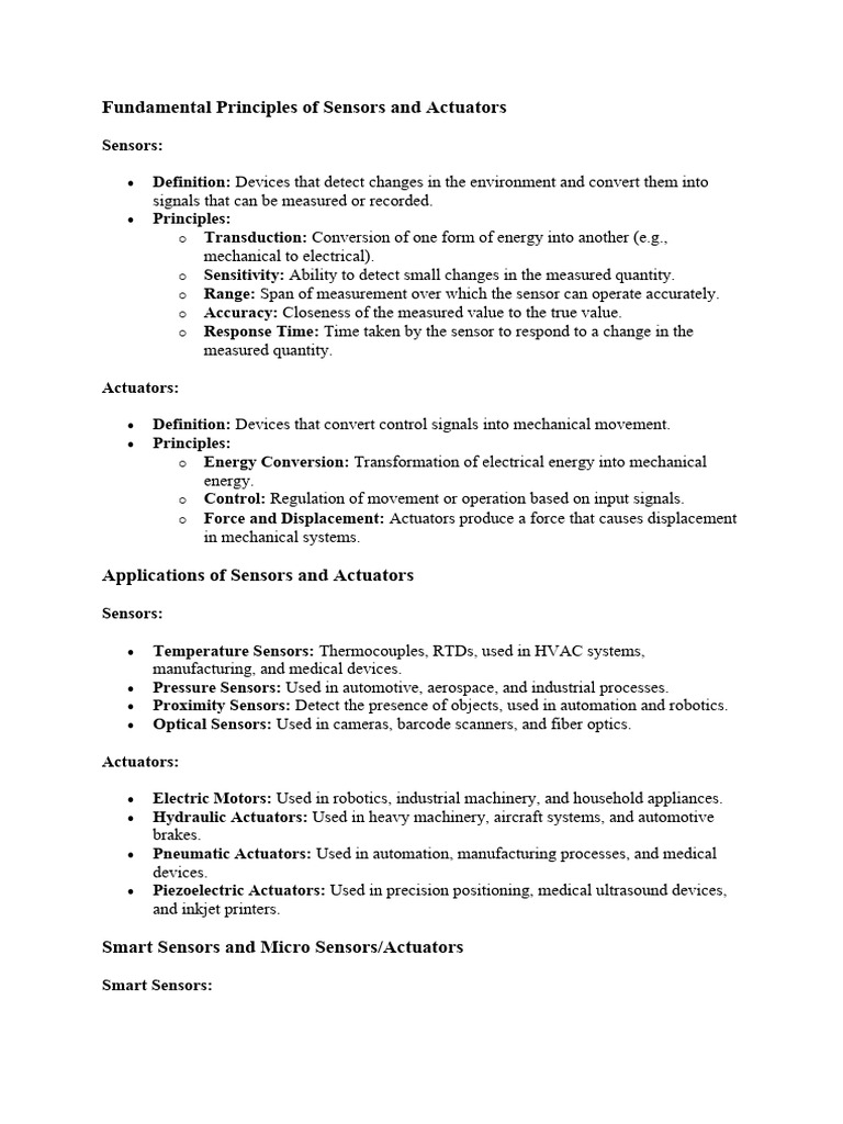 Fundamental Principles of Sensors and Actuators | PDF | Actuator | Sensor