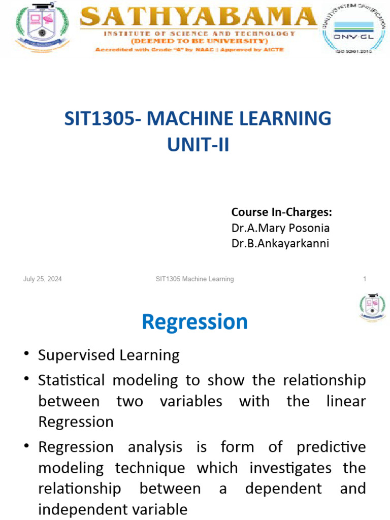 UNIT-II | PDF | Linear Regression | Regression Analysis