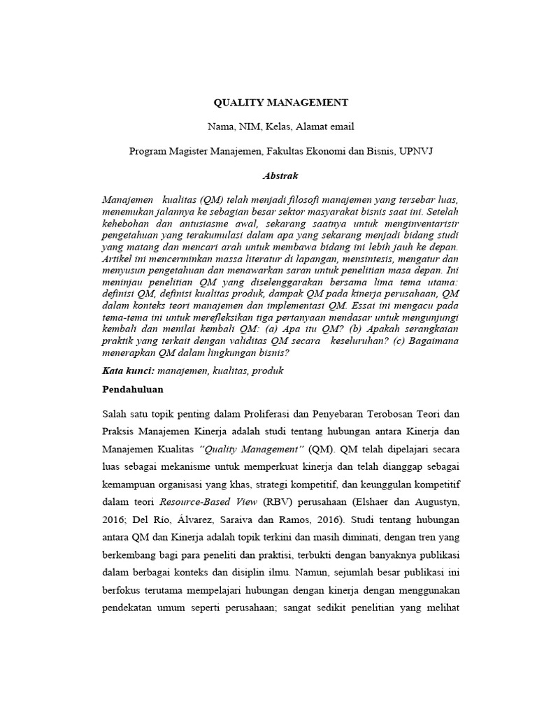QUALITY MANAGEMENT | PDF
