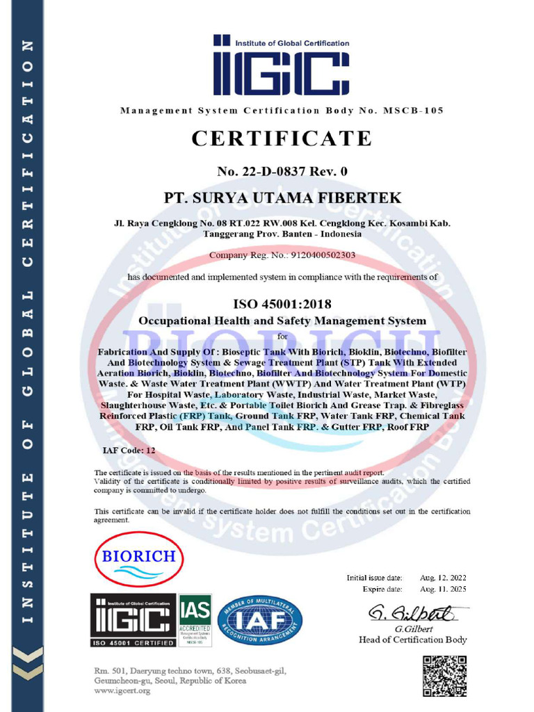 ISO 45001 BIORICH | PDF