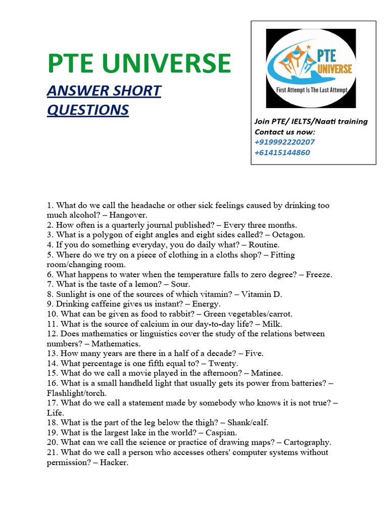 ANSWER SHORT QUESTIONS | PDF | Foods | Scarf