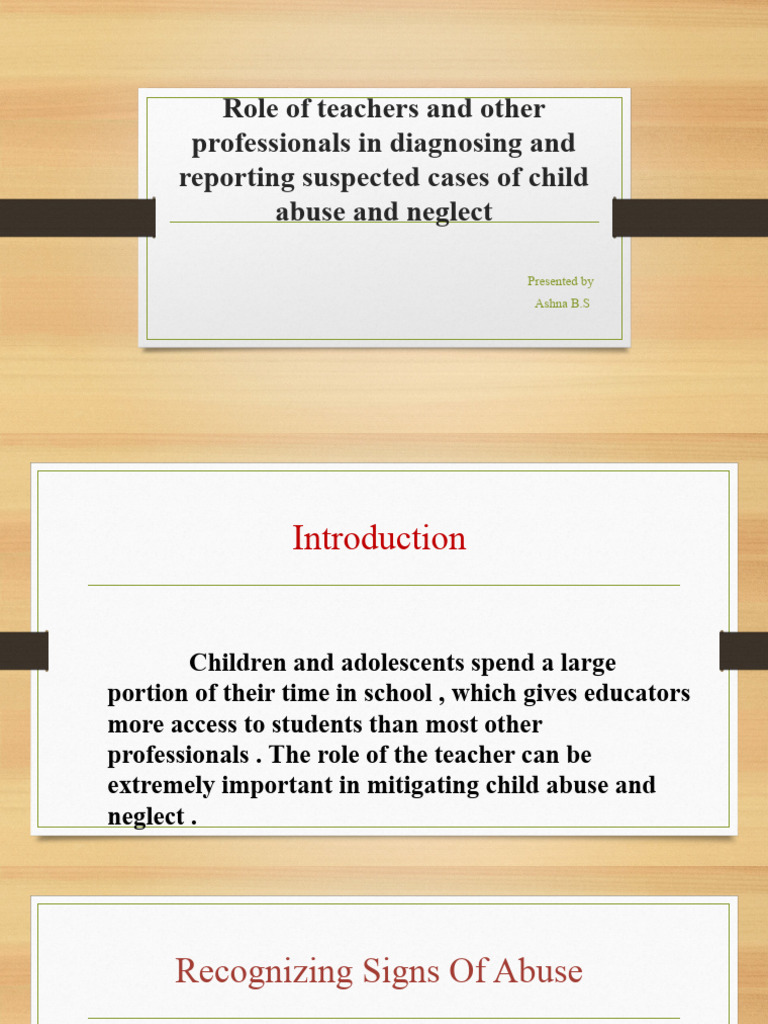 Teachers' Role in Child Abuse Reporting | PDF | Child Neglect | Child Abuse