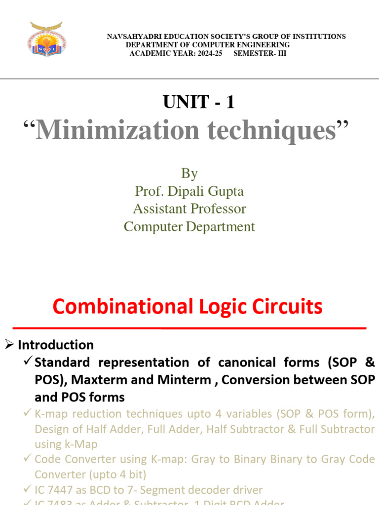 UNIT 1_DELD_SYCOMP | Download Free PDF | Digital Electronics | Mathematical Logic