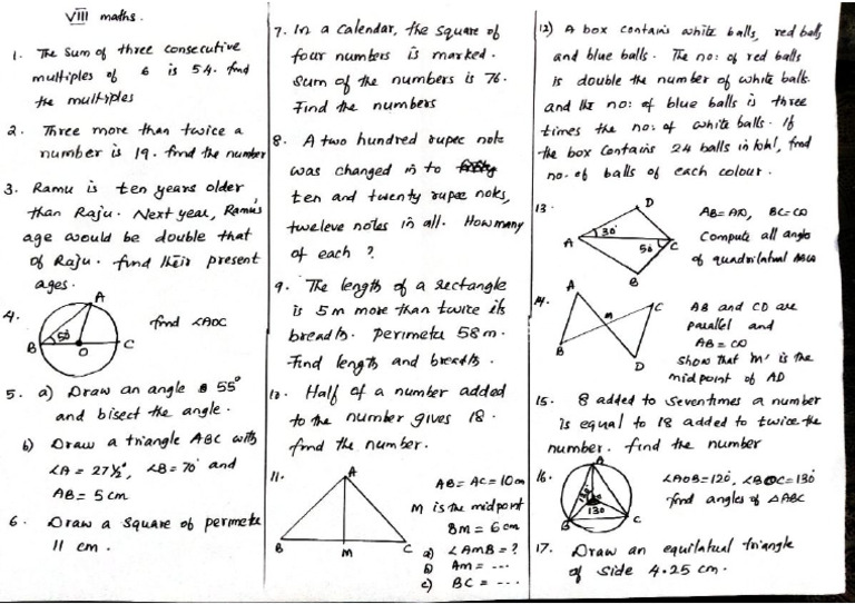 8 Maths QN Paper | PDF