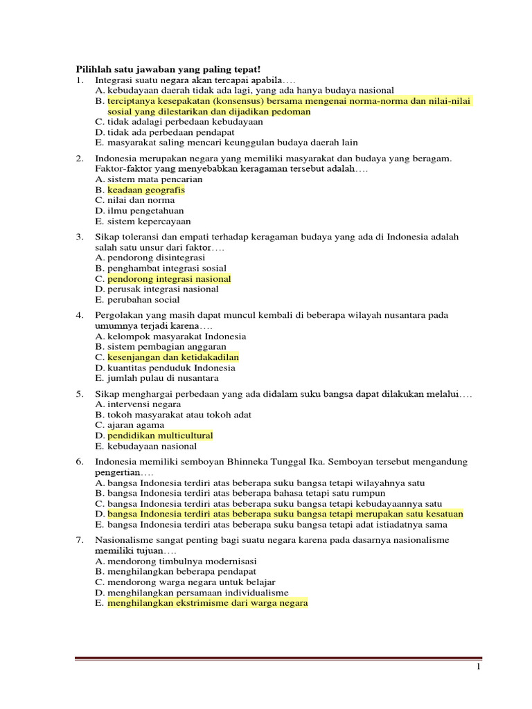Lat 3. Soal PPKN X | PDF