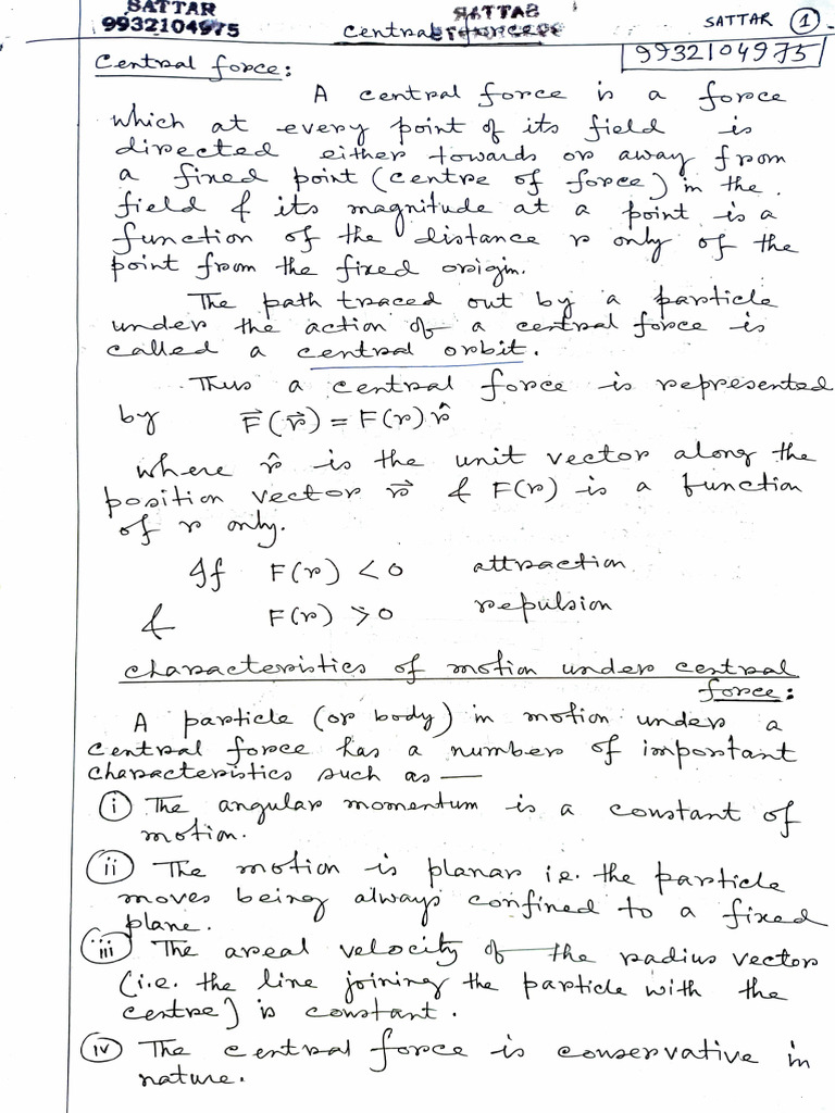 Central Force | PDF | Science & Mathematics